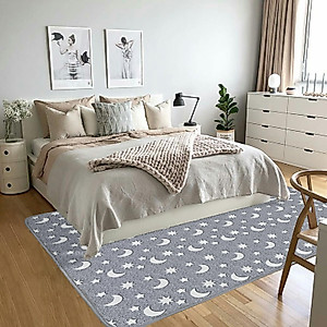 Eanpet Large Playroom Rug for Kids Glow in The Dark Star Area Rugs for Boys Girls Toddlers Bedroom Decorative 5x7 Grey Play Mat for Babies 1-3 Years