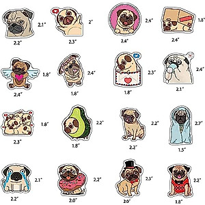 100 Pack Cute Pug Dog Stickers for Water Bottle Car Laptop, Waterproof Aesthetic Trendy Sticker, Great Gift for Pug Lover Kids Teens