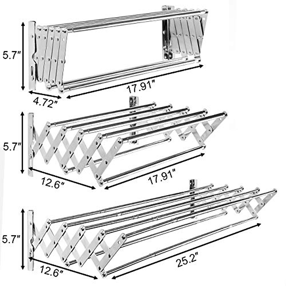 Ogrmar Stainless Steel Space-Saving Towel Rack, Wall Mounted Retractable Huge Capacity Drying Rack for Hanging Towels