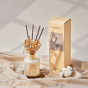 Cocorrína Reed Diffuser Set, 6.7 oz Clean Linen Scented Diffuser with Sticks Home Fragrance Essential Oil Reed Diffuser for Bathroom Shelf Decor, Living Room, Large Room