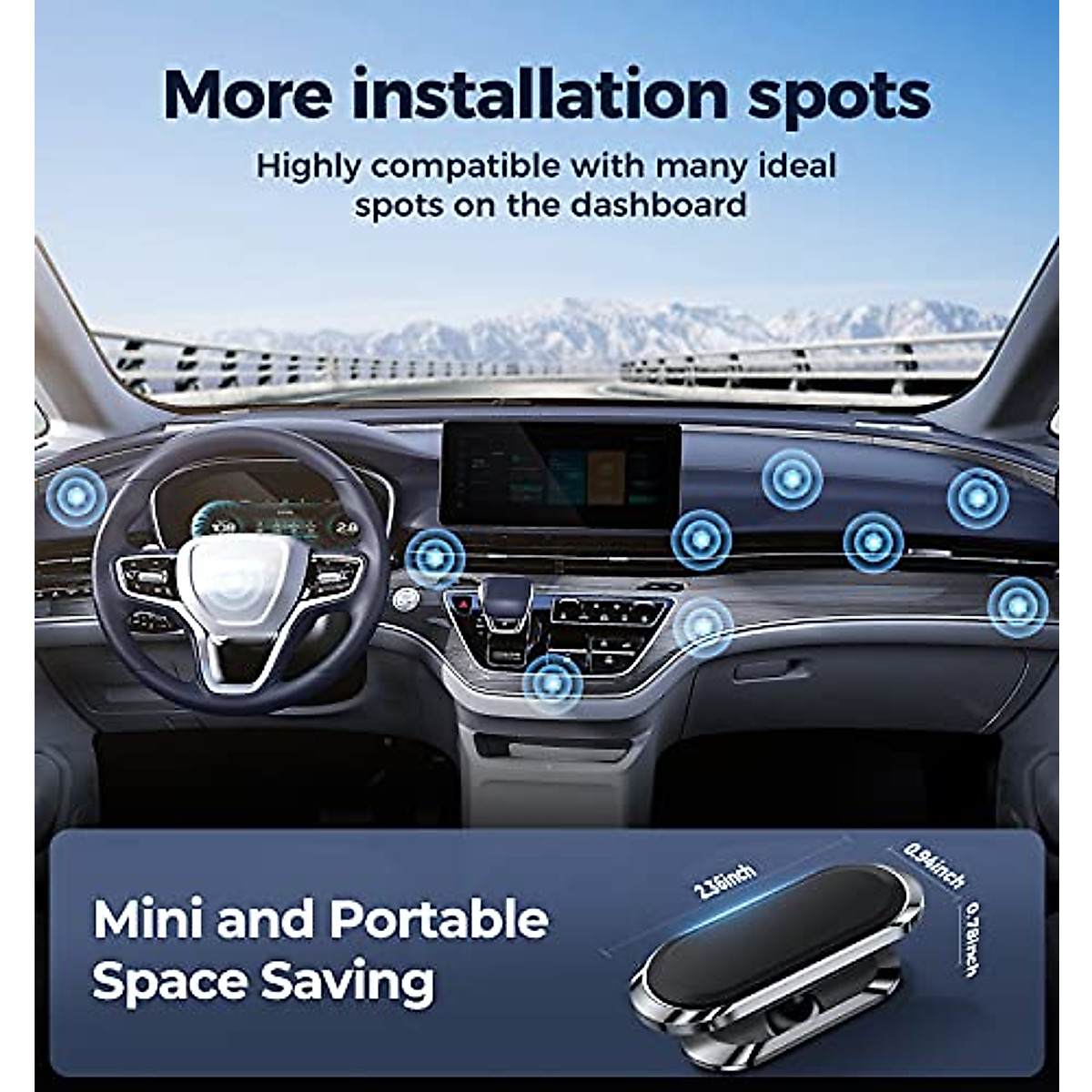 2 Pack Metal Magnetic Phone Holder for Car [ 2022 Upgrade 8X N52 Magnets] Strong Magnet Car Mount, One Second Put and Take & Dashboard 360° Rotation, Fit with iPhone and All Smartphone