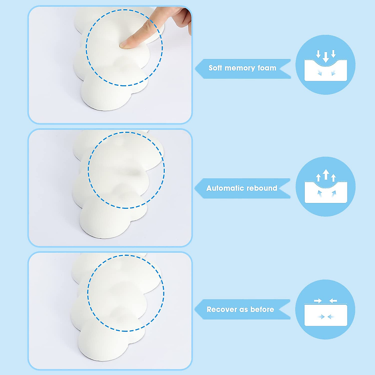 MANBASNAKE Keyboard Cloud Wrist Rest,PU High Density Memory Foam with Non-Slip Base for Typing Pain Relief,Ergonomic Keyboard Pad with Wrist Support for Home Office/Computer/Laptop/Gaming/Mac-White