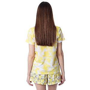 INTIMO Looney Tunes Womens' Tweety Bird Tie-Dye Sleep Pajama Set Short (Large) Yellow