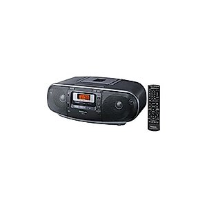 Panasonic RX-D55GC-K Boombox - High Power Portable Stereo AM/FM Radio, MP3 CD, Tape Recorder with USB & Music Port Sound with 2-Way 4-Speaker (Black)