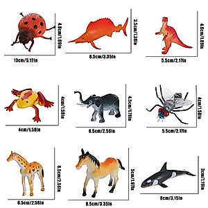 Animal Figures, 72 PCS Realistic Mini Dinosaur Insect Sea Farm Reptile Wild Jungle Animal Toys, Zoo Animals Playset, Cake Topper Party Favors for Kids 1, 2, 3 Year Olds