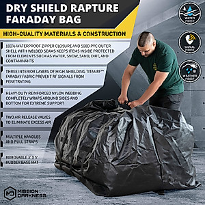 Mission Darkness Dry Shield Rapture Faraday Bag 1,060L Capacity // Durable Waterproof Cover Shields Generators & Extra-Large Electronics from RF Signals EMP CME Solar Flares