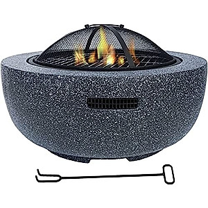 LEAYAN Garden Fire Pit Grill Bowl Grill Barbecue Rack Fire Pit Outdoor Wood Burning fire Pit, Villa Courtyard Imitation Marble Garden fire Pit, Picnic Barbecue Grill
