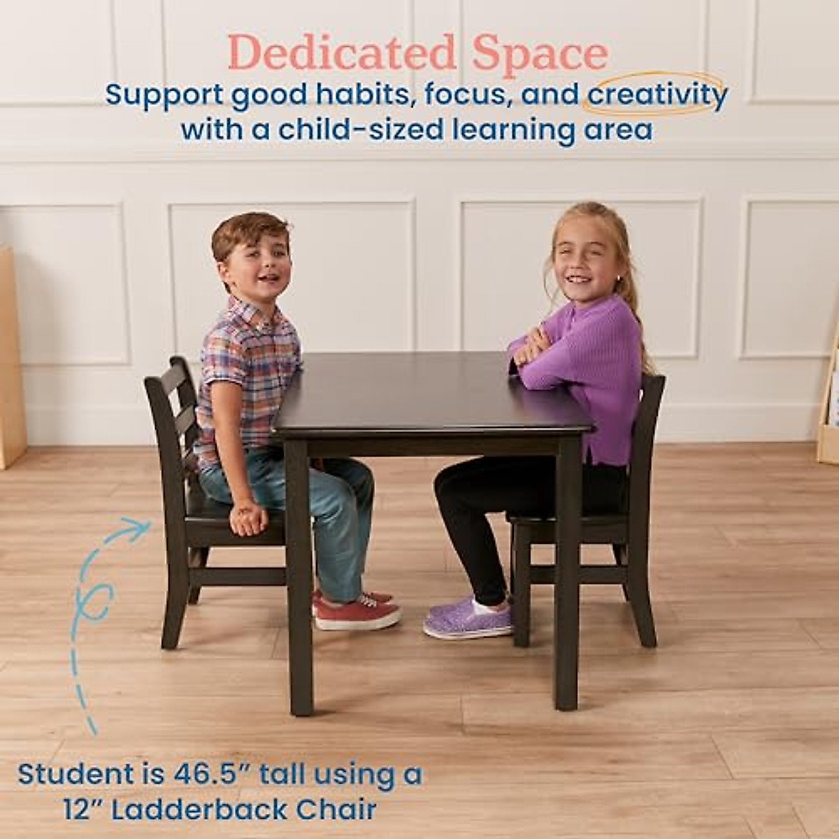 ECR4Kids 24in x 36in Rectangular Hardwood Table with 22in Legs, Kids Furniture, Grey Wash