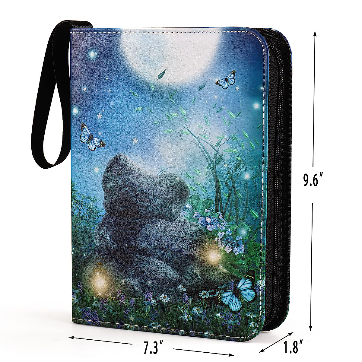 4 Pocket Trading Card Binders for 400 Cards, Cartoon Forest Night Moon Butterfly Pattern