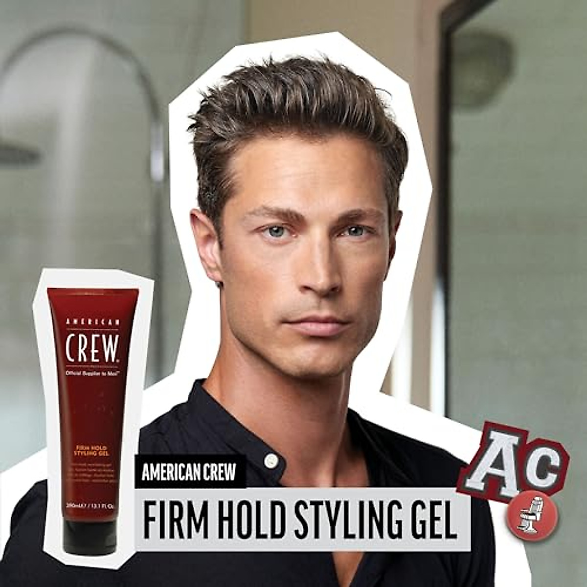American Crew Men's Hair Gel, Firm Hold, Non-Flaking Styling Gel, 13.1 Fl Oz
