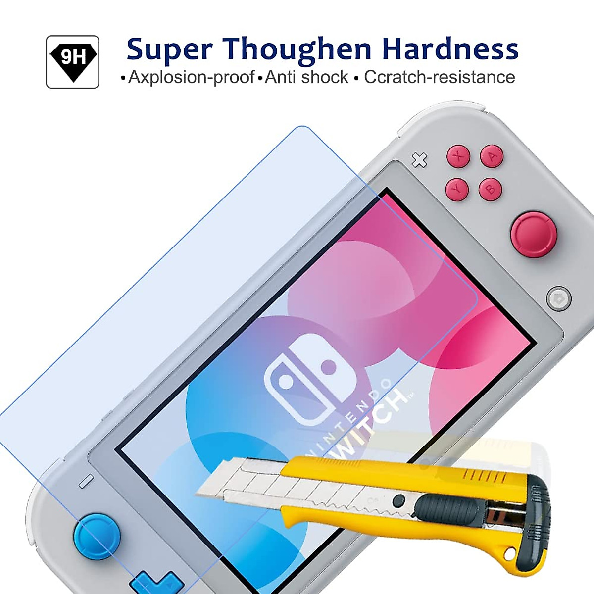 POOX】Glass Screen Protector for Nintendo Switch OLED, Anti Blue light UV Ray tempered glass Protection film Eyes Protect Profession For game Super HD Anti Fingerprint, scratch resistance(2-PACK)