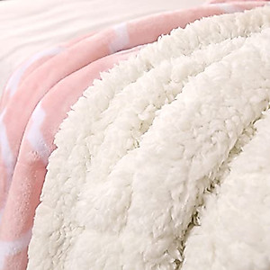 Reepow Moroccan Pink Weighted Blanket Queen Size, 60''x80'' 15lbs Weighted Blanket Throw Great for Relax and Sleeping, Super Cozy Sherpa and Warm Plush Fleece Heavy Blanket