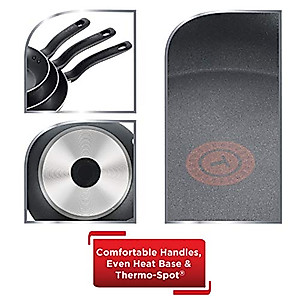T-fal Specialty Nonstick 3 Piece Fry Pan Set 8, 9.5, 11 Inch Cookware, Pots and Pans, Dishwasher Safe Black