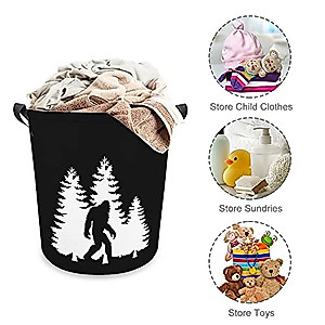 Bigfoot Trees Forest Oxford Cloth Laundry Basket with Handles Storage Basket for Toy Organizer Kids Room Nursery Hamper Bathroom