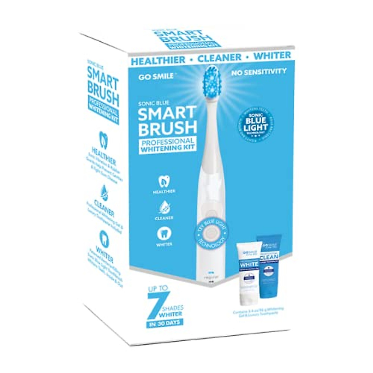 GO SMILE Sonic Pro Professional Blue Light Teeth Whitening System - Rechargeable Toothbrush, Dentist Recommended Luxury Enamel Whitening Toothpaste & Stain Removing Gel - No Tooth Sensitivity, White