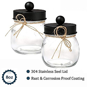 Mason Jar Bathroom Accessories Set - Lotion Soap Dispenser, 2 Apothecary Jars, Toothbrush Holder, Rustic Farmhouse Decor Apothecary Jars Bathroom Countertop Vanity Organizer (Black)