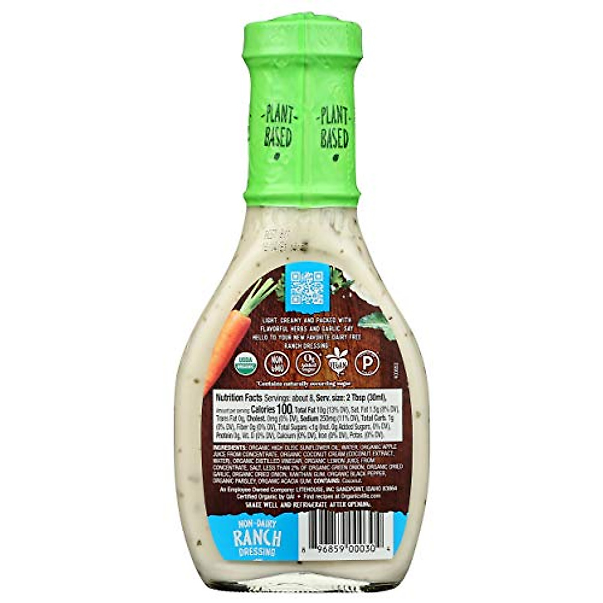 Organicville, Ranch Dressing, Organic, Dairy Free, Gluten Free, 8 oz