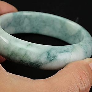 59mm Certified Bluish Green Burma Jadeite Jade Bangle Bracelet