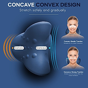 Neck Stretcher & Posture Corrector for Women and Men, FSA HSA Eligible, Cervical Traction for Spine Alignment, Adjustable Upper Back Brace & Elastic Support for Shoulder Back Pain Relief (Dark Blue)