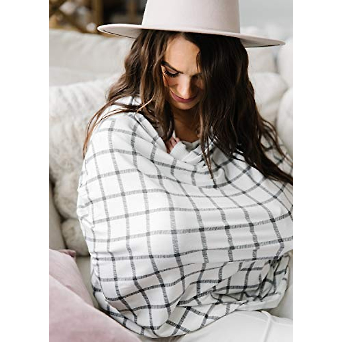 Baby Car Seat Cover Canopy and Nursing Cover Multi-Use Stretchy 5 in 1 Gift "Ledger" by Copper Pearl