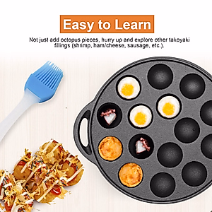 Cast Iron Takoyaki Pan,15 Hole NonStick Octopus Ball Maker Round Cooking Plate 1.5" Half Sphere Takoyaki Maker
