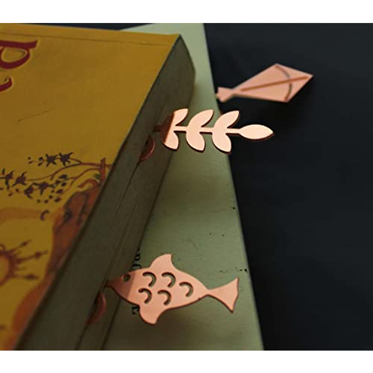 Elegant Hand Etched Metal Bookmark | Set of 3 | Gift for Christmas, Birthday, Anniversary | Includes Gift Box Package | Gift for Women and Men | Color: Rose Gold