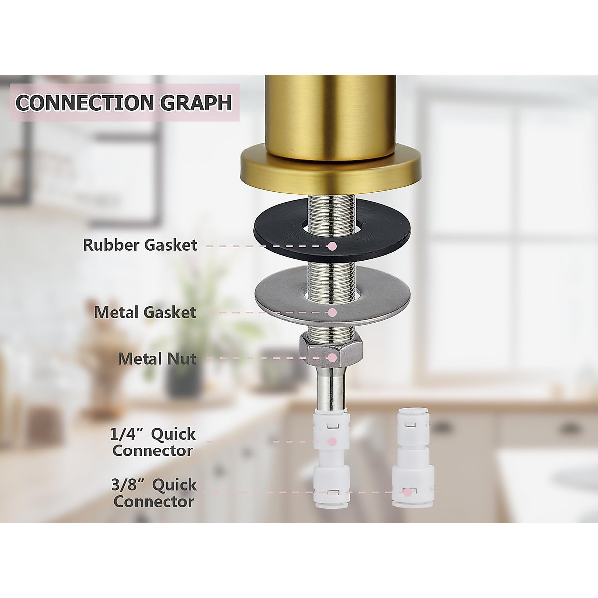 Tohlar Drinking Water Faucet for Kitchen Sink, Gold Filtered Water Faucet Lead-Free Reverse Osmosis Faucet Water Filtration System 304 Stainless Steel, Brushed Gold Finish