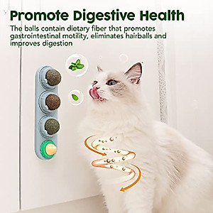 Potaroma 4 Pcs Catnip Toys, Silvervine Balls, Extra Cat Energy Ball, Edible Cats Lick Toys, Healthy Kitten Chew, Teeth Cleaning Dental Cat Balls, Cat Wall Treats, More Concentrated Flavors