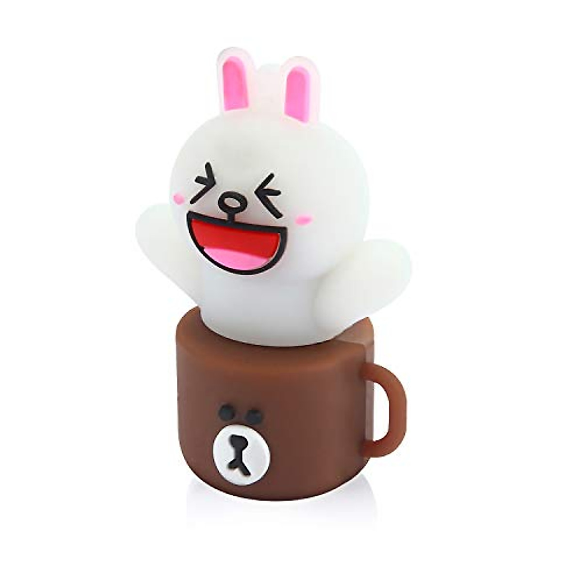 Novelty Happy Rabbit Bear Cup Shape Design 16GB USB 2.0 Flash Drive Cute Memory Stick Stitch Thumb Drive Data Storage Pendrive Cartoon Jump Drive Gift