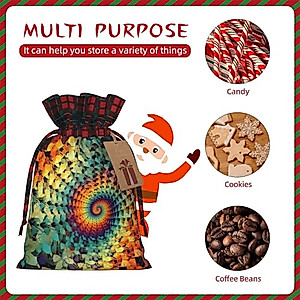 EVANEM Christmas Gift Bags with Drawstring Burlap Gift Bags Abstract Art Christmas Linen Bags for Xmas Party Candy Bags with Cards Xmas Reusable Wrapping Bags Christmas Linen Treat Bags for Holiday