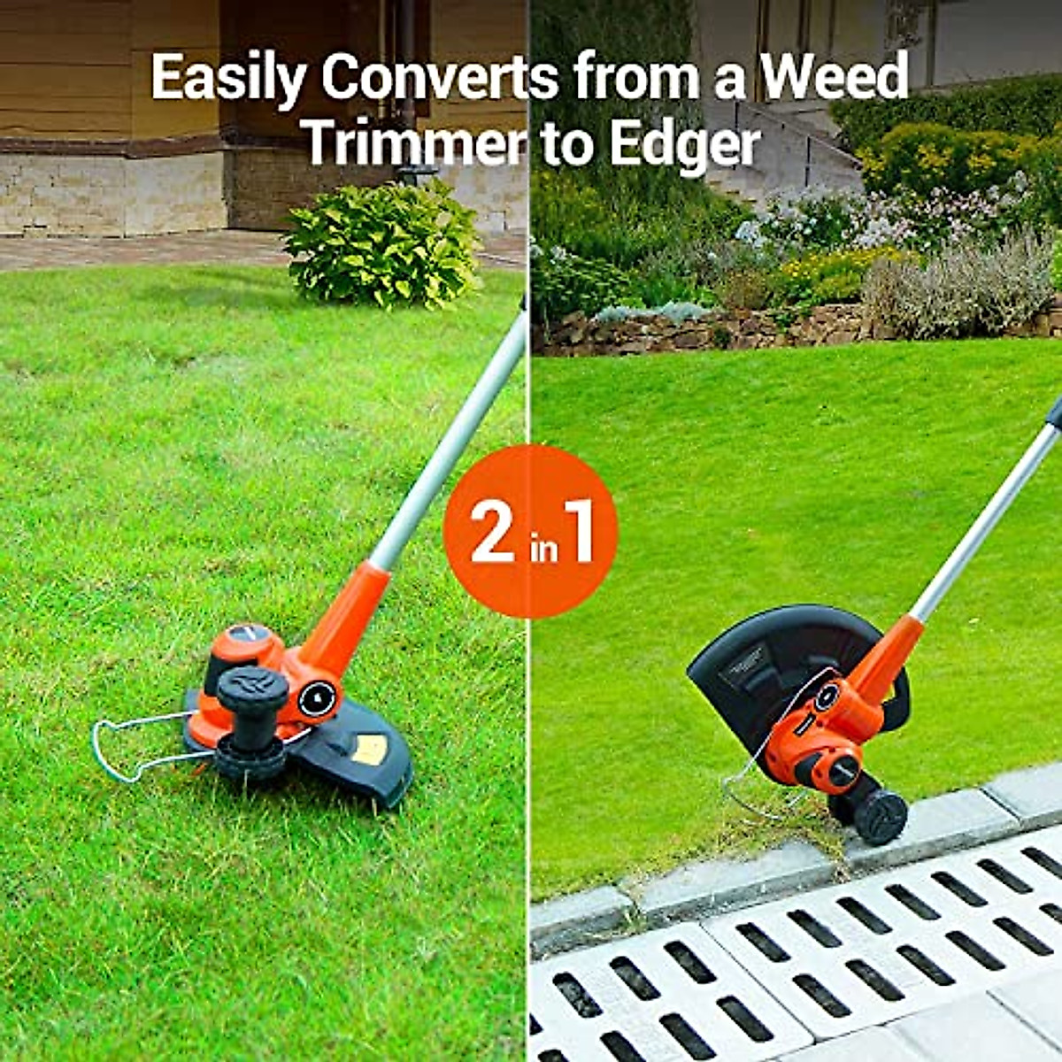 PAXCESS Cordless String Trimmer/Edger, 20V 10-Inch Weed Eater with 2Pcs 1.50Ah Batteries, 1Pcs Charger and Replacement Spool Line, Length Adjustable