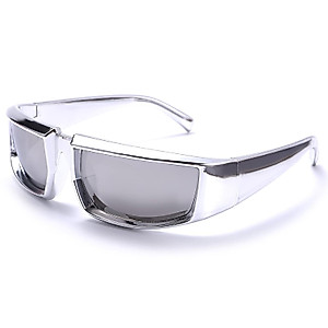 GUVIVI Wrap Around Trendy Sunglasses For Womens Men Fashion Futuristic Rectangle Sunglasses Thick Chunky Sun Glasses Eyewear