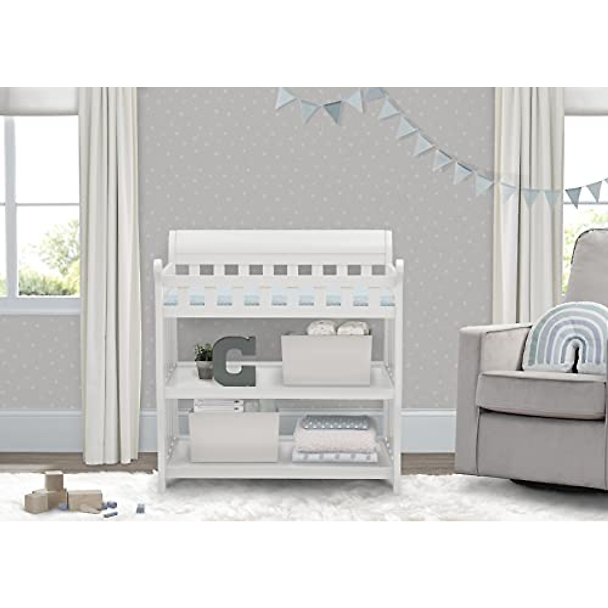 Delta Children Eclipse Changing Table with Changing Pad, White
