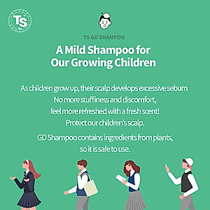 TS GD Shampoo for Dandruff & Itchy Scalp (13.5 Oz) Youth & Teen Shampoo | Treatment for Adolescents | Allergen free | Silicone,SLS,SLES Free | Korean Shampoo