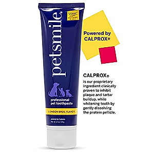 Petsmile Professional Pet Toothpaste | Cat & Dog Dental Care | Controls Plaque, Tartar, & Bad Breathe | Only VOHC Accepted Toothpaste | Teeth Cleaning Pet Supplies (London Broil, 4.2 Oz)