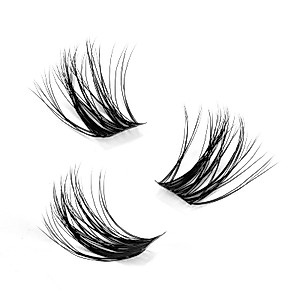 Lash Clusters DIY Eyelash Extensions 72 Pcs D Curl 8-16mm Cluster Eyelash Extensions Thin Stem Cluster Lashes Individual Lashes Cluster Lashes Wisps Reusable for Self-application (H-02 D Curl 8-16mm)