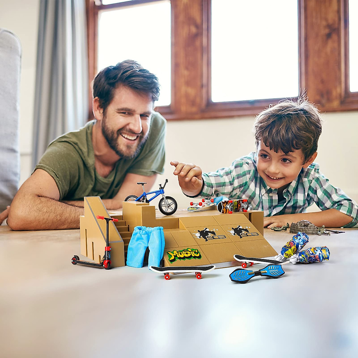 DaCool Fingerboard Skate Park Kit 19 PCS Fingerboard Ramps Mini Finger Toys Finger Skateboards Swing Board Finger Bike Scooter Roller Skates Fingerboard Skatepark Ramp Deck for Kids Gift