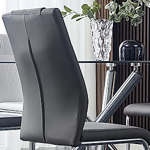 Baysitone Modern Dining Chairs Set of 6, Grey Dining Room Chairs, Metal Kitchen Chairs with Leather Padded Seat High Back, Chairs for Dining Room, Kitchen, Living Room