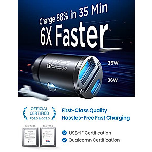 AINOPE USB C Car Charger Adapter, [PD36W & QC36W] Super Fast Car Charger USB C,Cigarette Lighter USB Charger with 2-Port 36W Compatible with iPhone 14 13 12, Samsung S23, MacBook Pro, iPad