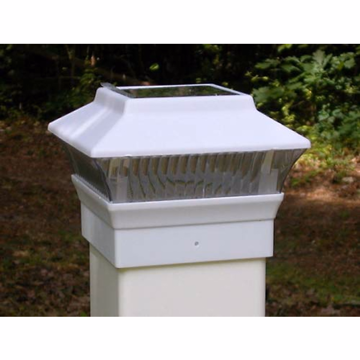 (2 Pack) Solar Power Square White Outdoor Garden Deck 4x4 PVC Fence Post Light