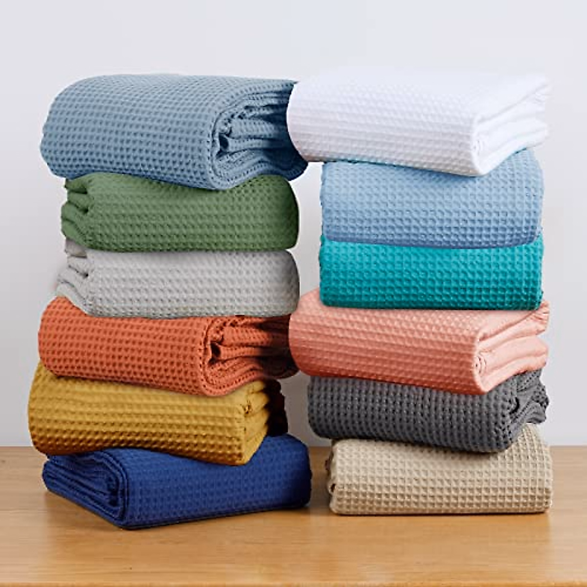 PHF 100% Cotton Baby Waffle Blankets - Lightweight Washed Soft Breathable Comfortable Swaddling Receiving Sleep Blankets - 30"x 40" Baby Toddler Blanket for Boys and Girls, Khaki