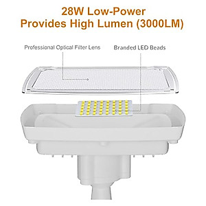 LEPOWER 3000LM Dusk to Dawn LED Security Light, 28W Flood Lights Outdoor with Photocell, 5500K White Light, IP65 Waterproof, 2 Adjustable Heads Exterior Outdoor Security Light for Garage, Backyard