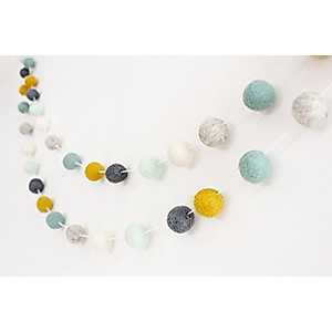 "Tranquil Mint" Adjustable Handmade Felt Ball Garland by Sheep Farm Felt- Mint Pom Pom Garland. 1 inch balls. 7 feet. 28 felt balls