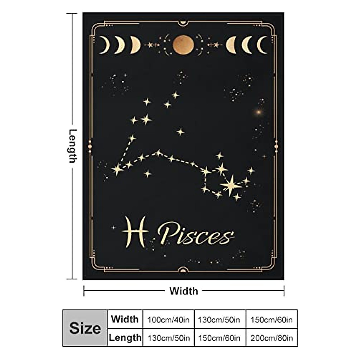 wvihgku Pisces Constellation Blanket Astrology Sign Throw Blanket, Lightweight Microfiber Blanket Birthday Graduation to Mom Gifts for Women Men 50x40 in