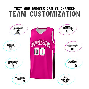 Custom Basketball Jersey for Men &Boy,Blank Athletic Uniform Personalized Printed Team Name Number Logo Pink&white-16