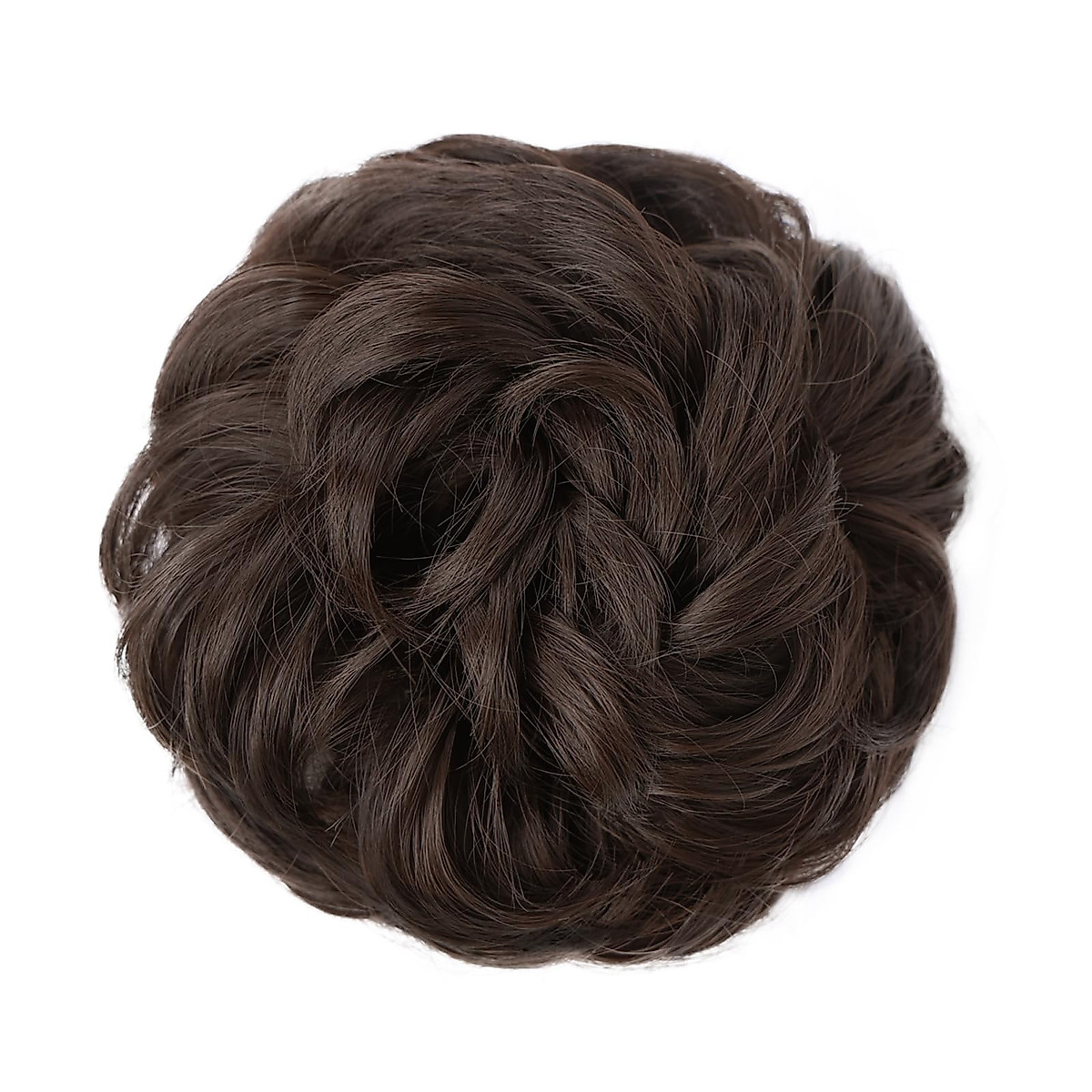MORICA 1PCS Messy Hair Bun Hair Scrunchies Extension Curly Wavy Messy Synthetic Chignon for Women (1-6#(Dark Brown))
