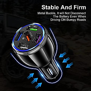 5-Port USB Fast Car Charger, QC3.0 Fast Charging Car Charger Adapter, 5 Multi Port Cigarette Lighter USB Charger, Car Phone Charger Compatible with iPhone/Android/Samsung Galaxy S10 S9 Plus and More