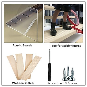 NC Upate Displays Stand 4 Tier Wood Display Stands for Vendor Events Acrylic Stand for Figure Collection Tier Display Stand for Craft Shows Acrylic Display Cupcake Stand Cologne Organizer (Large)