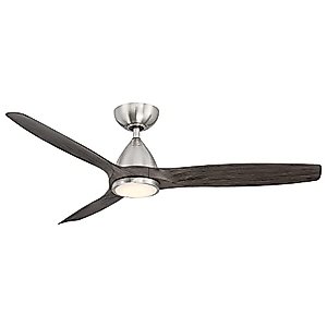 Skylark Smart Indoor and Outdoor 3-Blade Ceiling Fan 54in Brushed Nickel/Ebony 3000K LED Light Kit and Remote Control works with Alexa and iOS or Android App