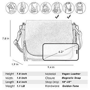 GLITZALL Medium Crossbody Bags for Women Faux Leather Shoulder Purse and Small Cross Body Handbag with Multi Pockets,Navy